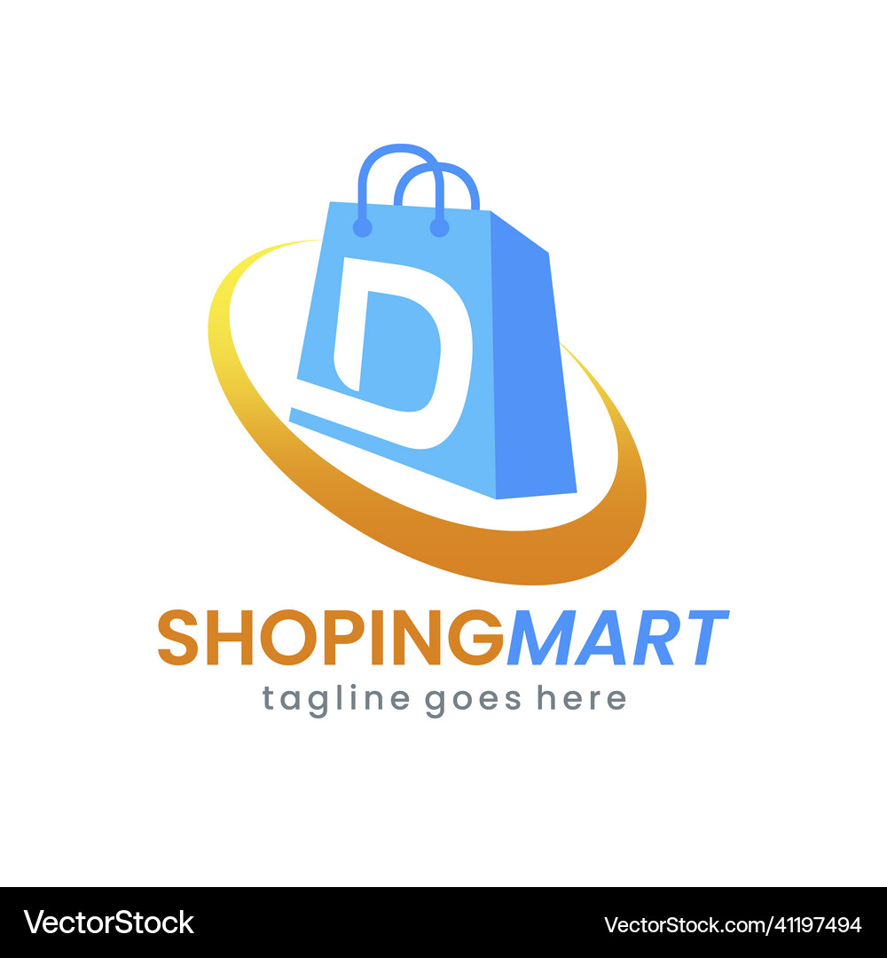 Letter d shop bag logo design Royalty Free Vector Image