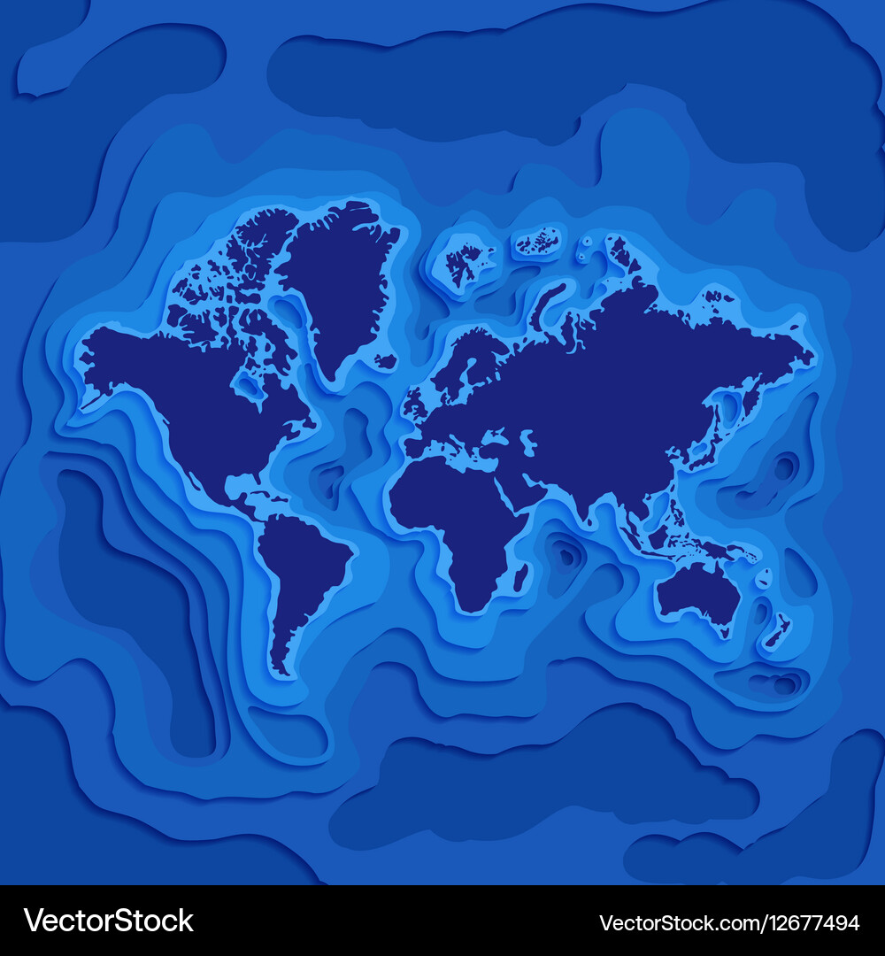 Map with continents and mainlands among oceans Vector Image