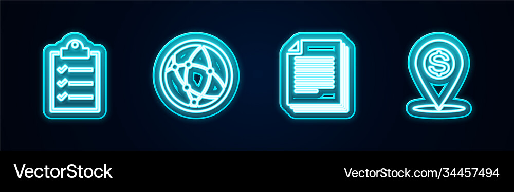 Set line clipboard with checklist social network Vector Image