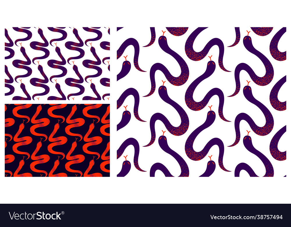 Snakes seamless textile set background with a lot Vector Image
