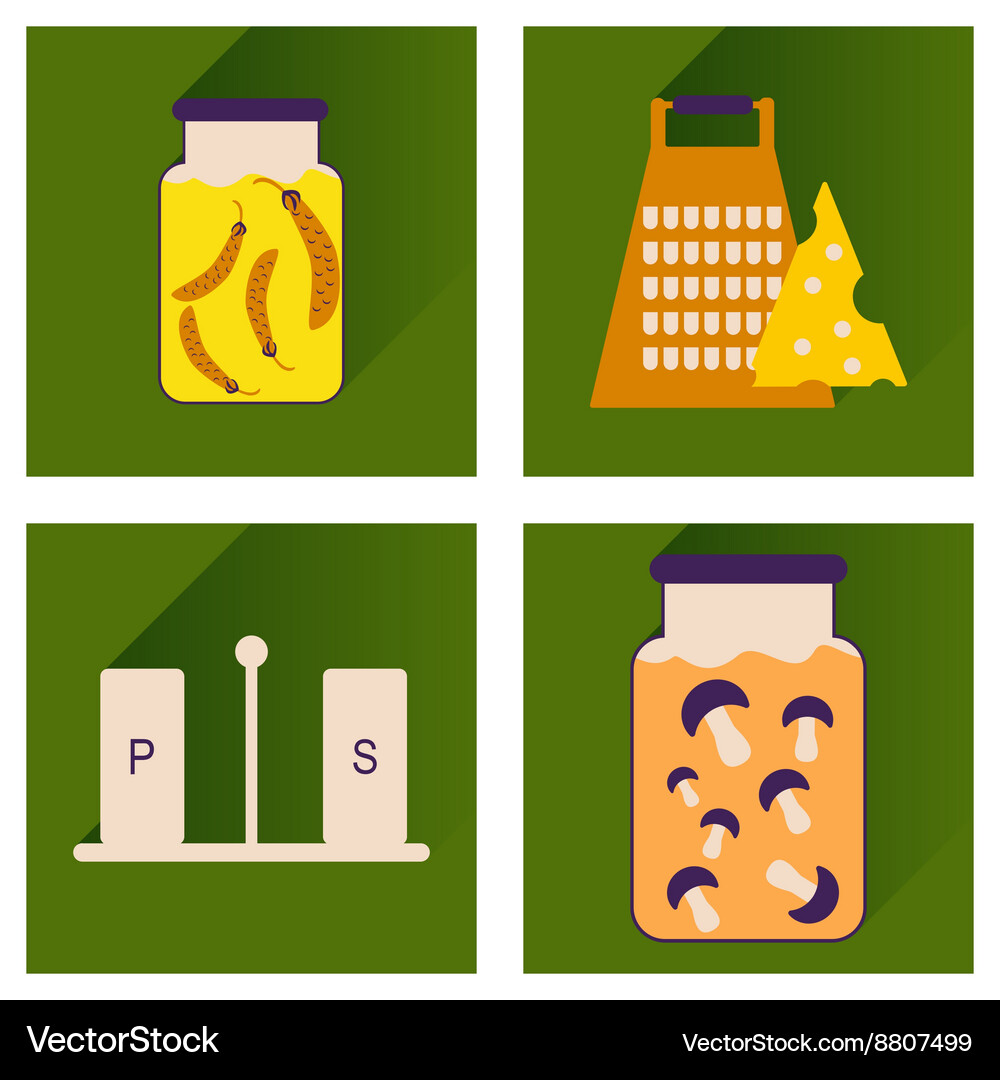 Set flat icons with long shadow homemade Vector Image