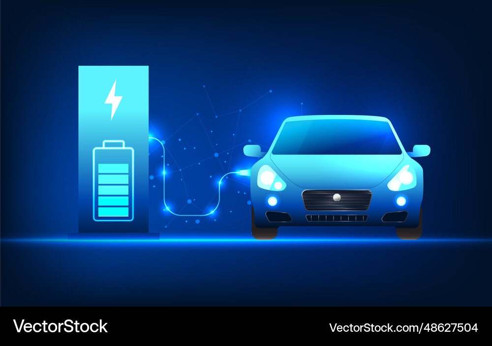 Electric car technology that charges the vehicles Vector Image