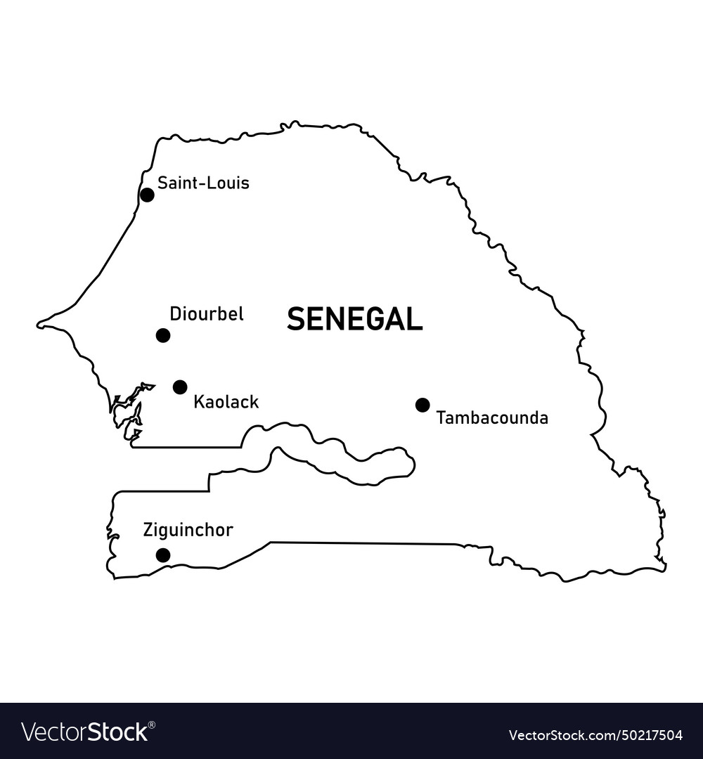 Senegal country map Royalty Free Vector Image - VectorStock