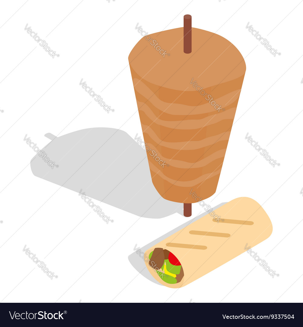 Traditional doner kebab icon isometric 3d style Vector Image