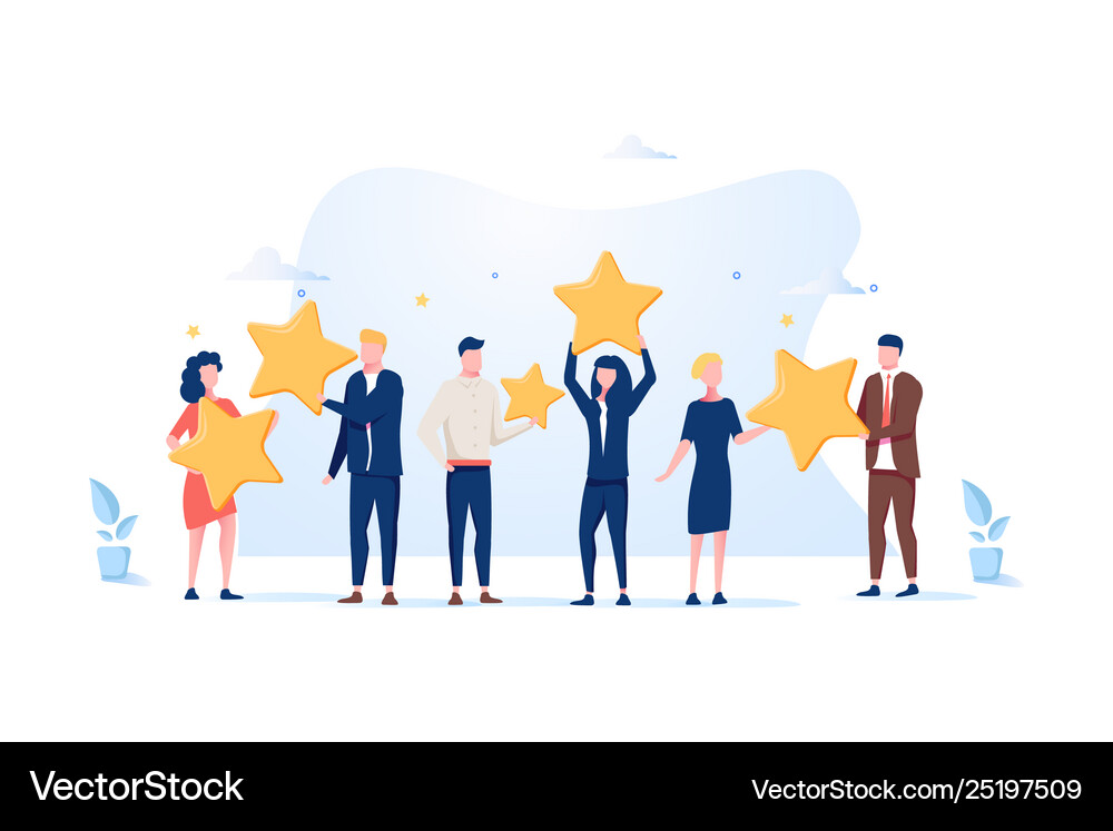 Customer review rating different people give Vector Image