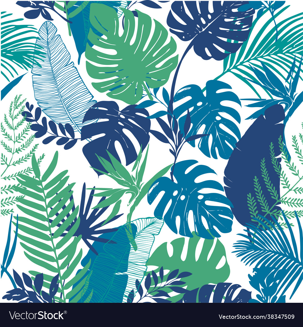 Seamless pattern with tropical palm leaves Vector Image