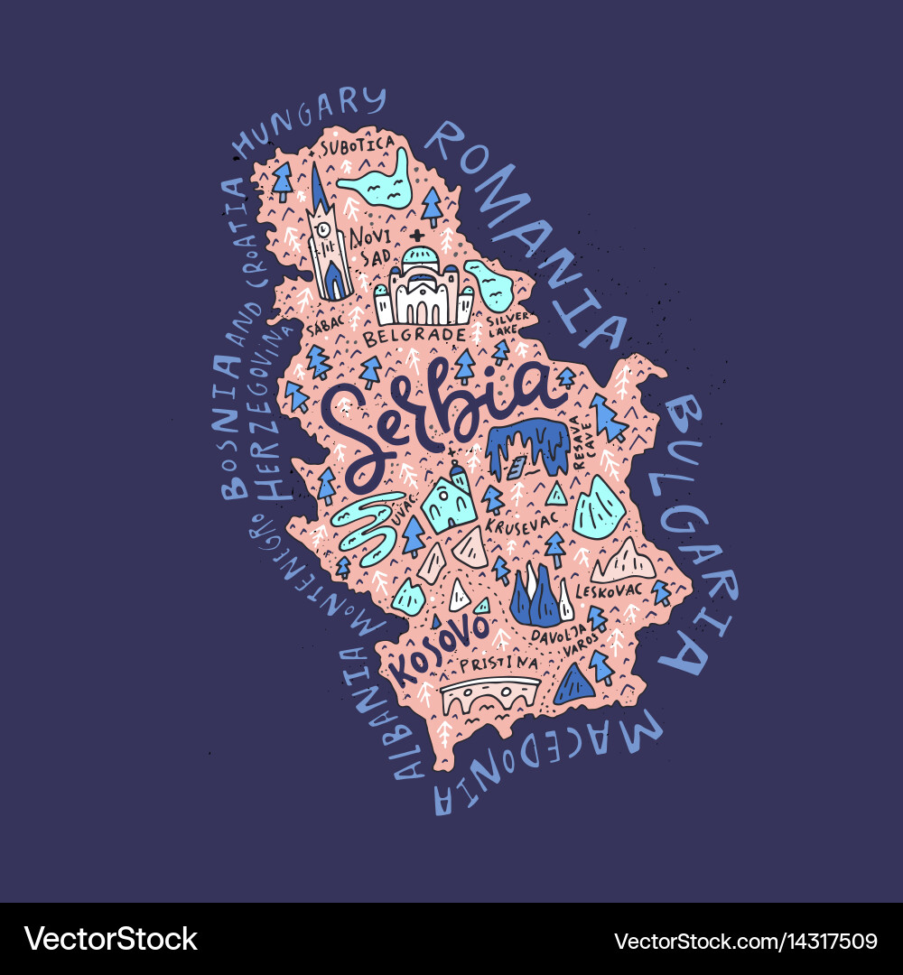 Serbia map Royalty Free Vector Image - VectorStock