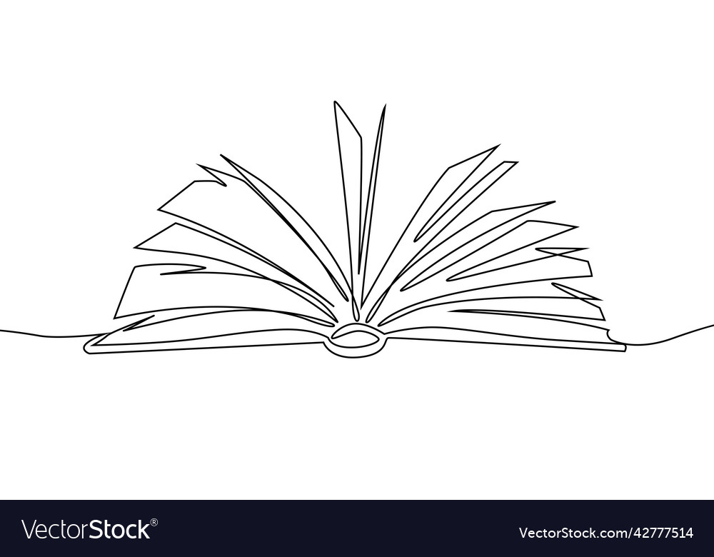 Continuous drawing line art of open book Vector Image