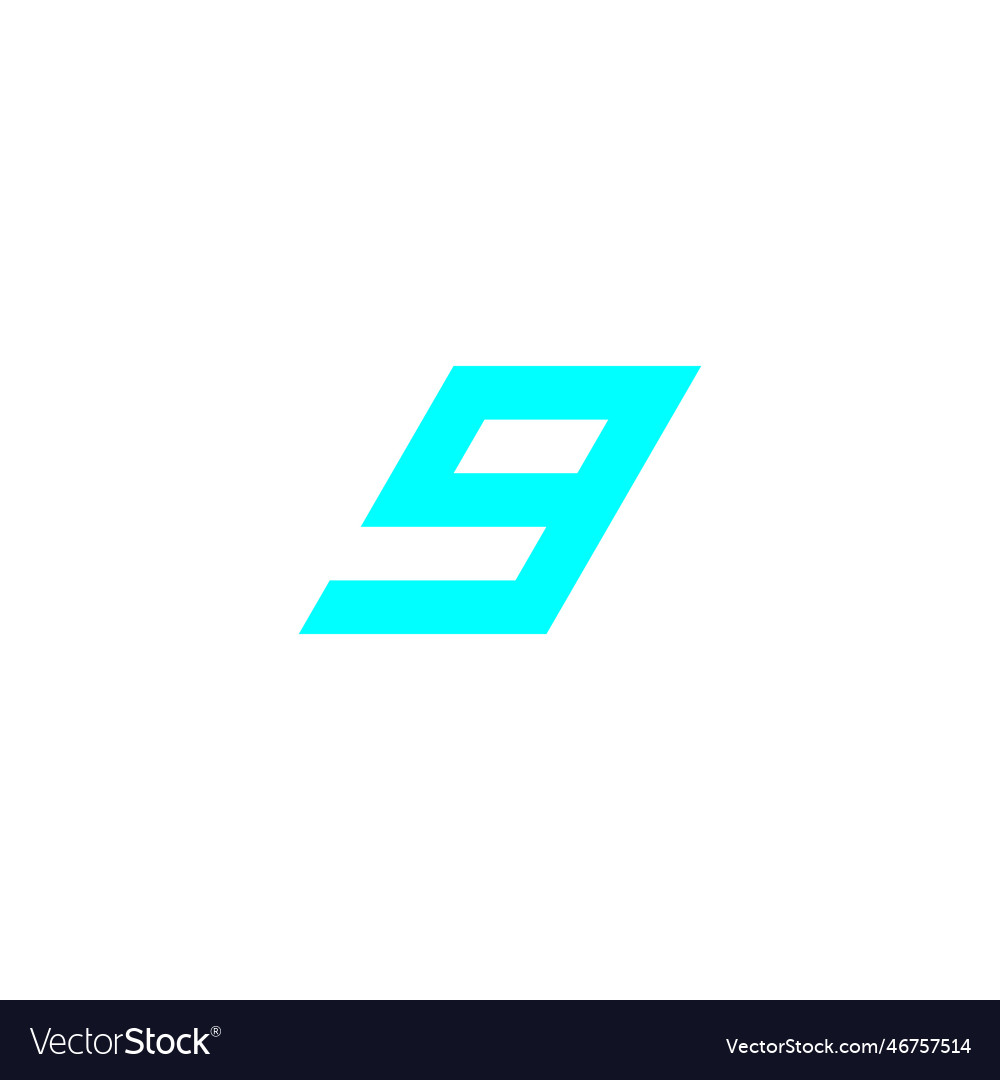 Number 9 blue modern geometric symbol simple logo Vector Image Number 9 blue modern geometric symbol simple logo Vector Image