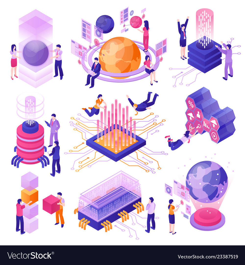 Isometric technology set Royalty Free Vector Image