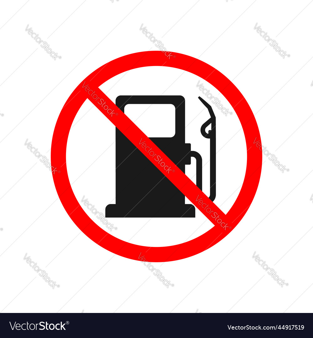 Petrol ban sign forbidden fuel station red icon Vector Image