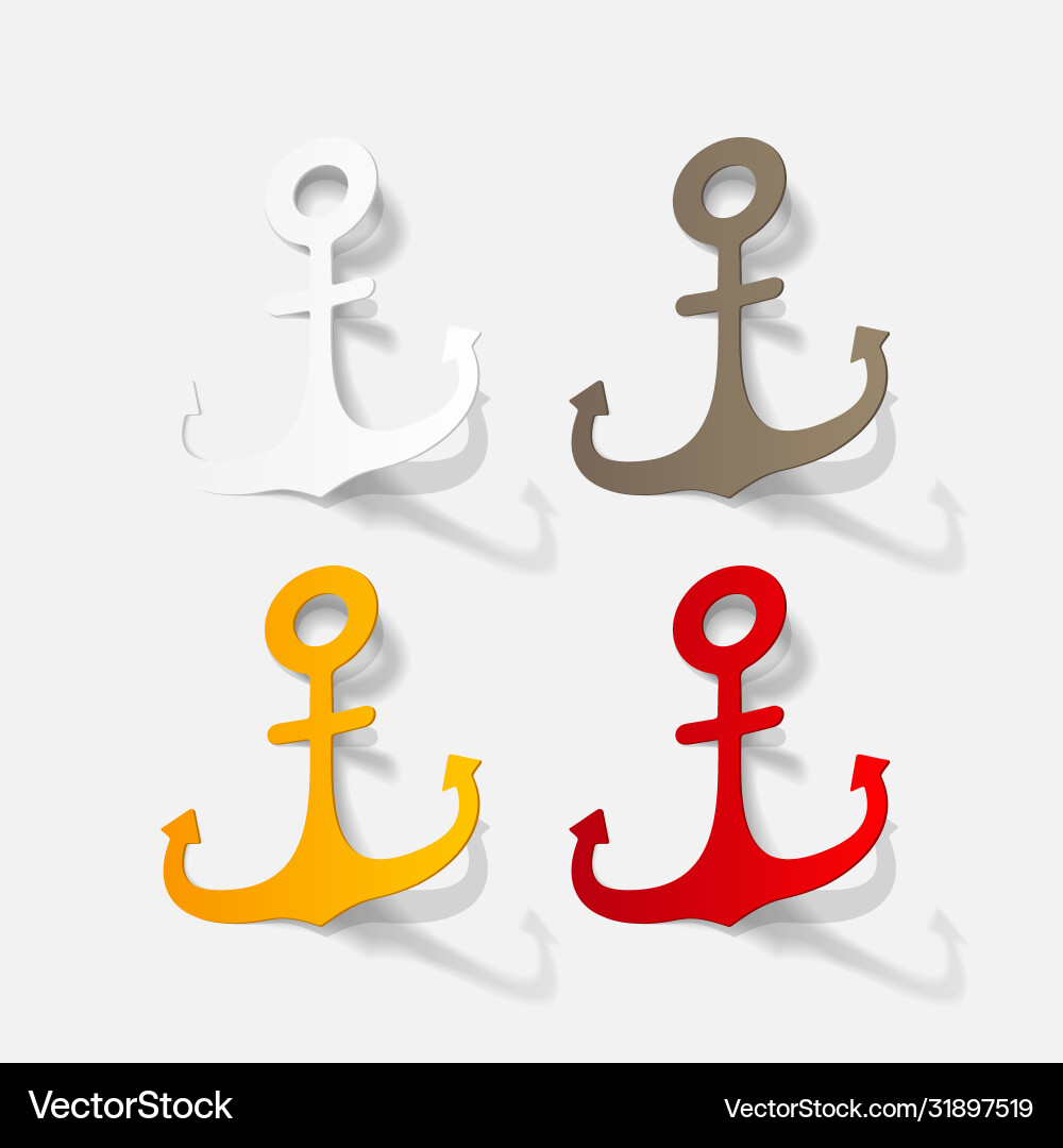 Realistic paper sticker anchor Royalty Free Vector Image