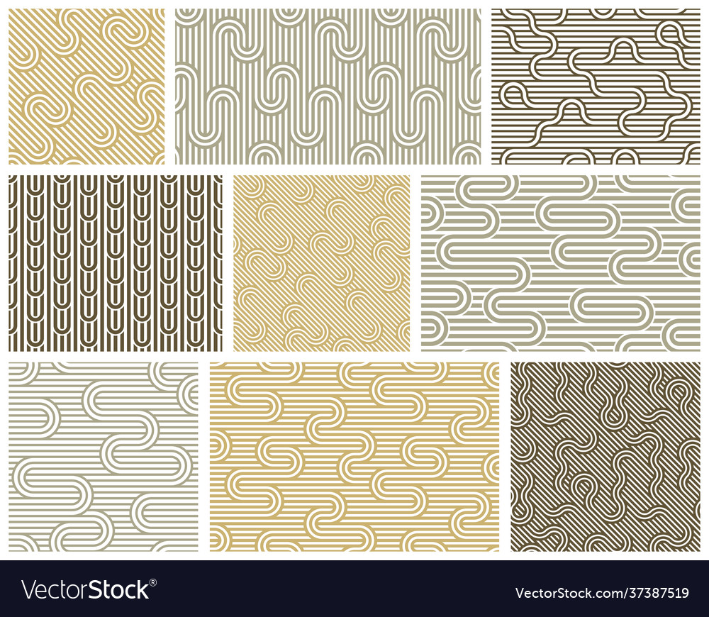 Seamless patterns with twisted lines linear Vector Image