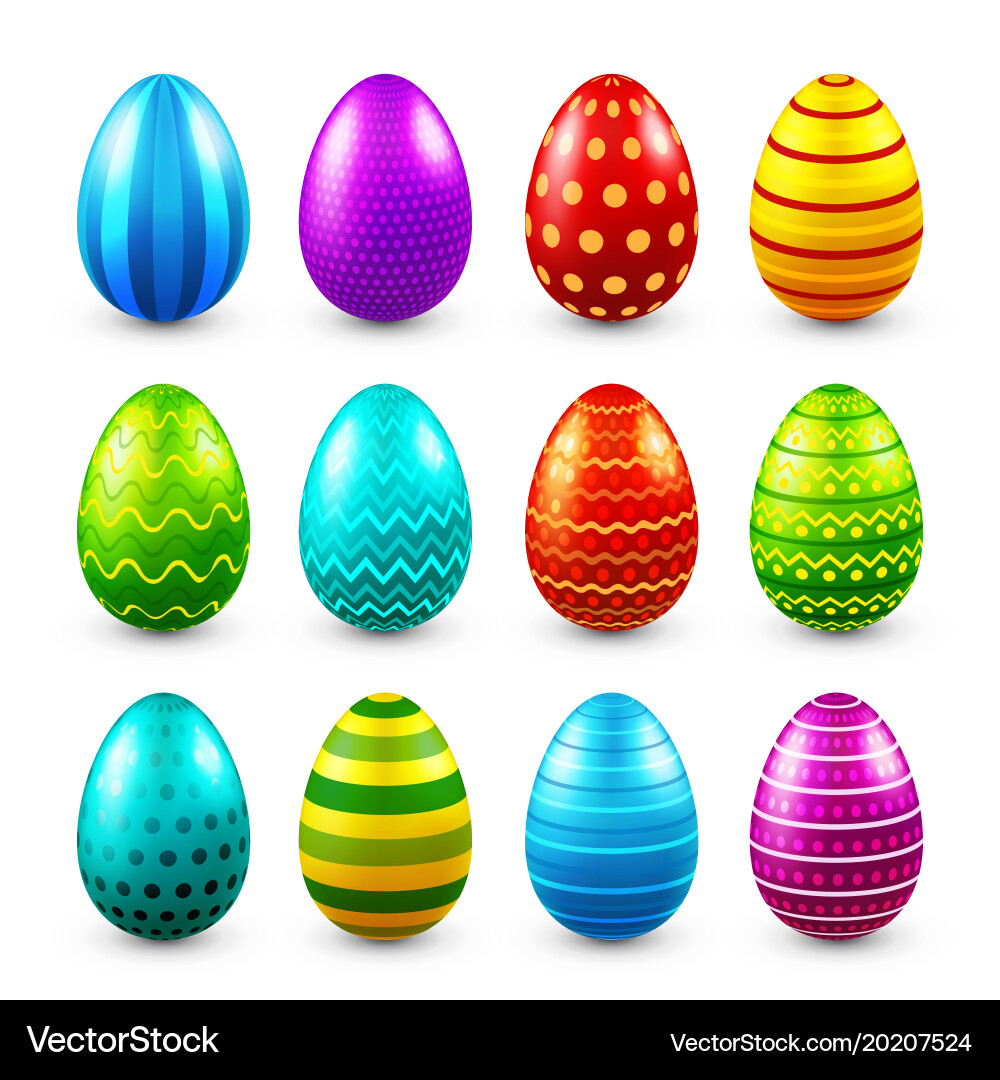 Easter eggs colored set spring holidays in april Vector Image