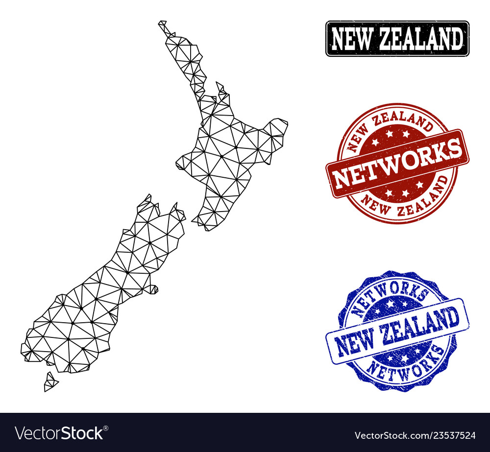 Polygonal network mesh map of new zealand Vector Image Polygonal network mesh map of new zealand Vector Image