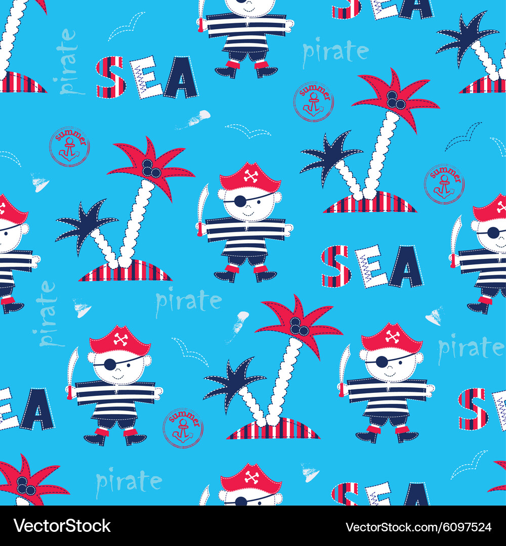 Seamless pattern with pirate Royalty Free Vector Image