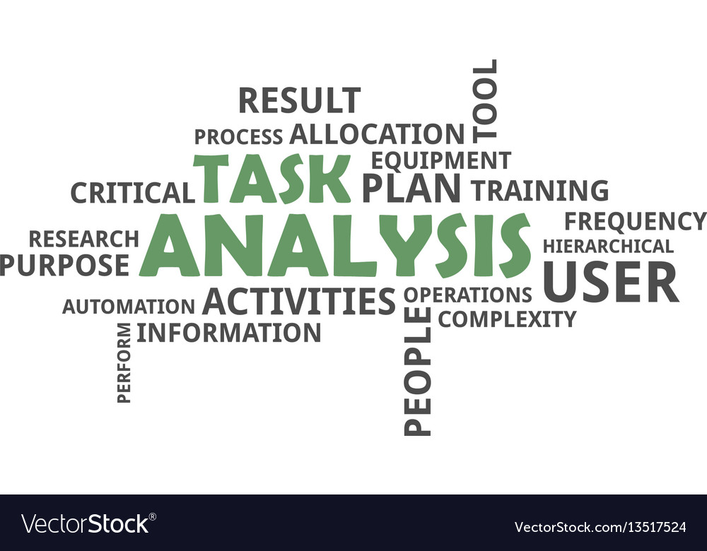 Word cloud - task analysis Royalty Free Vector Image