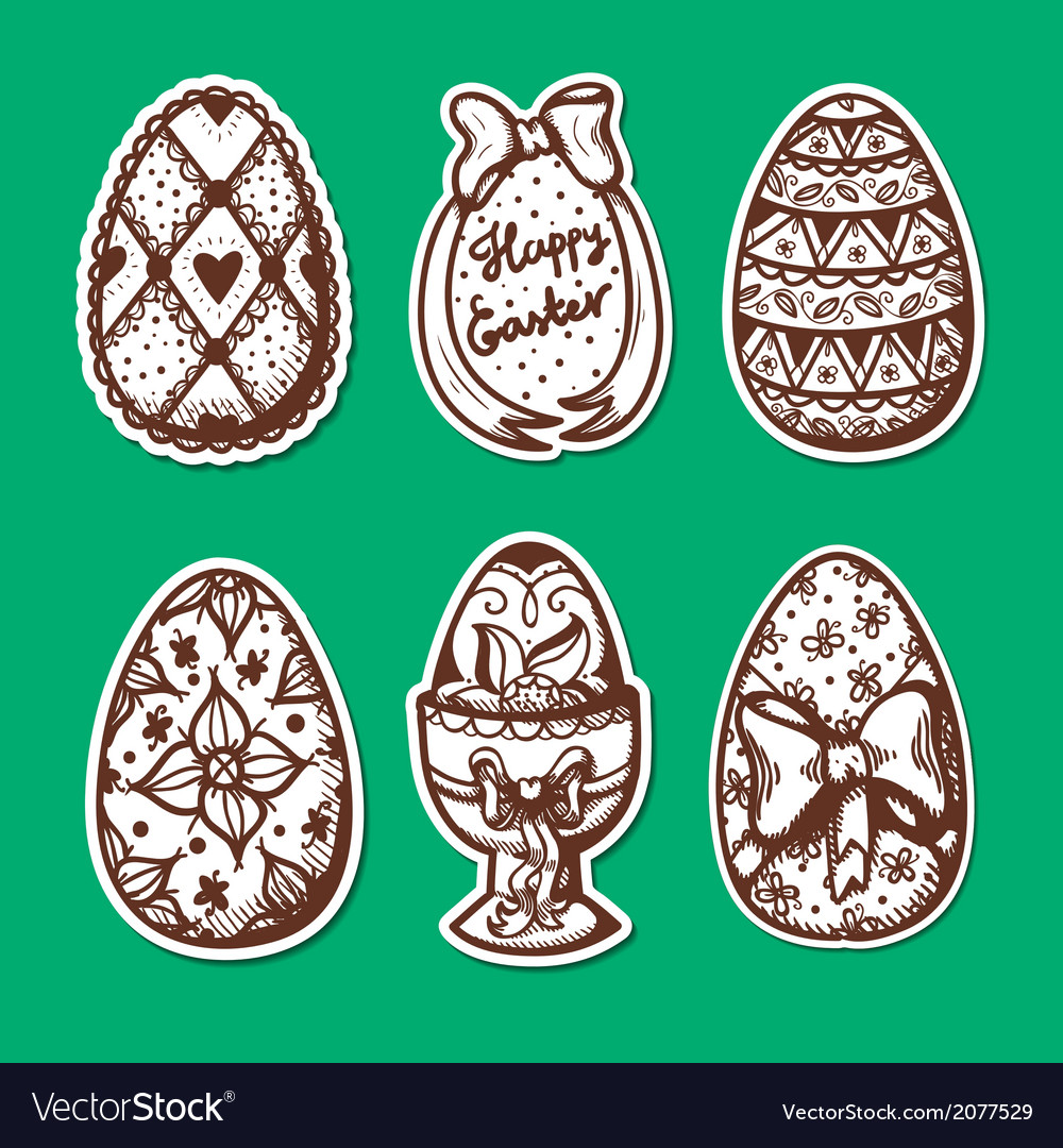 Easter objects stickers collection Royalty Free Vector Image