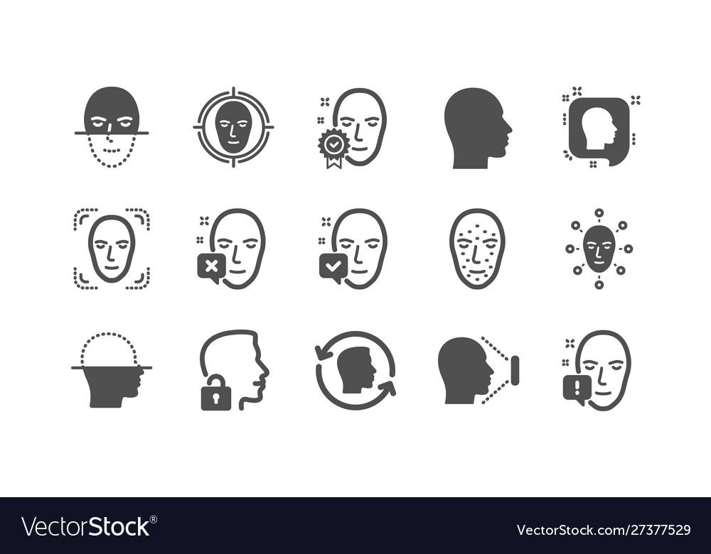 Face recognize icons biometrics detection Vector Image Face recognize icons biometrics detection Vector Image