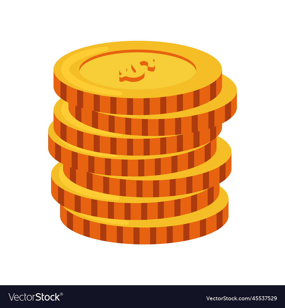 Golden coin stack Royalty Free Vector Image - VectorStock