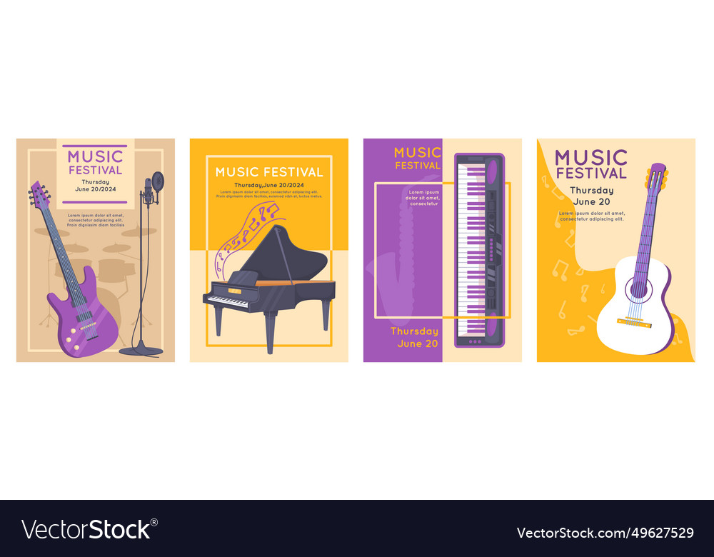 Musical instruments cards invitational flyers Vector Image