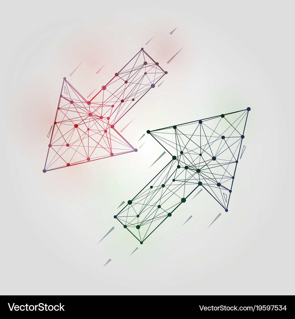 Abstract arrows set low poly geometrical figures Vector Image