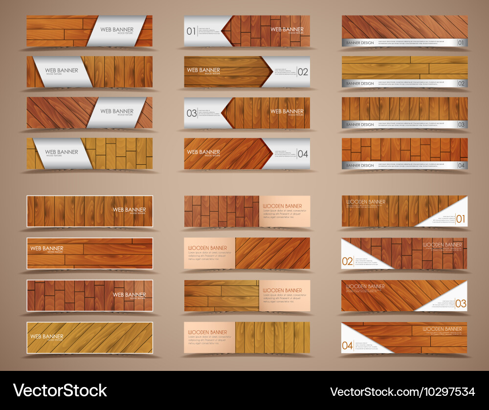 Set wooden web banners Royalty Free Vector Image