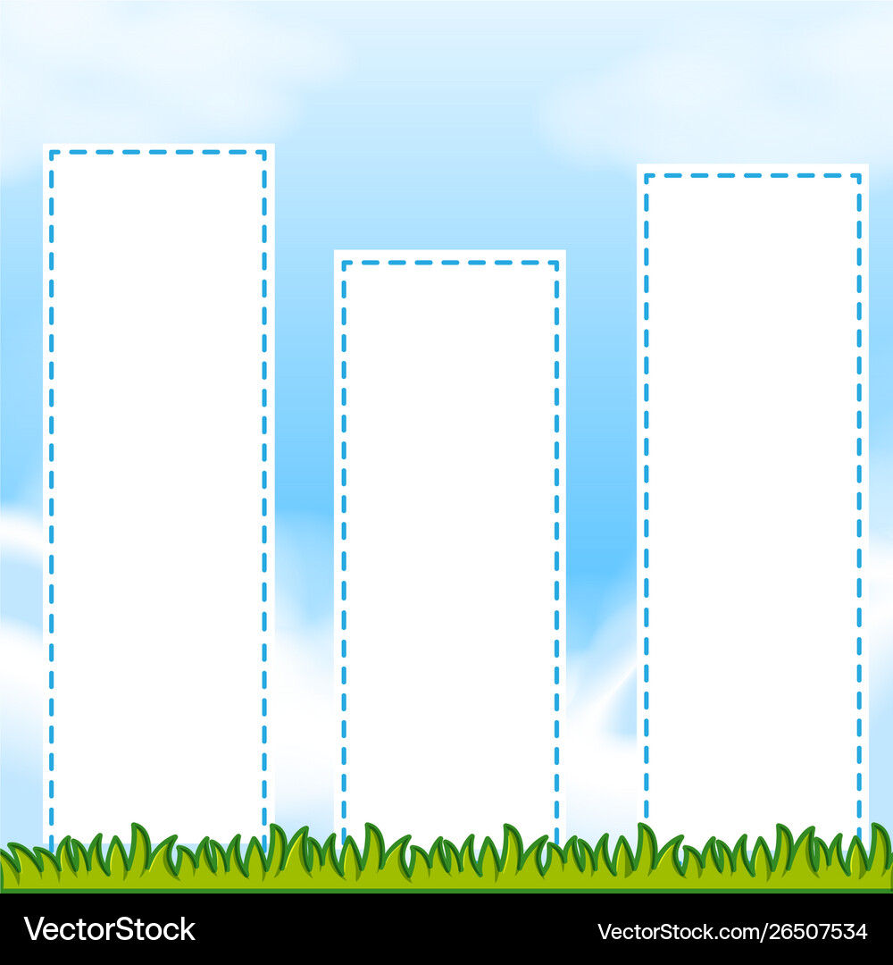 Three blank frames sky theme Royalty Free Vector Image