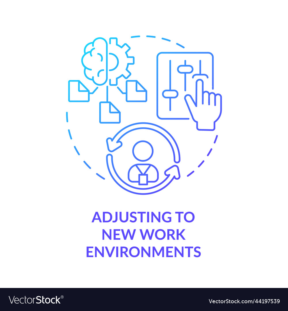 Adjusting to new work environments blue gradient Vector Image Adjusting to new work environments blue gradient Vector Image