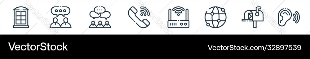 Communication line icons linear set quality line Vector Image