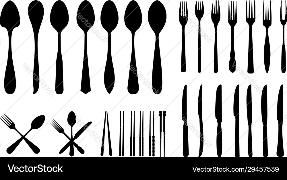 Cutlery Icon Set - Spoon, Fork, Knife Royalty Free Vector
