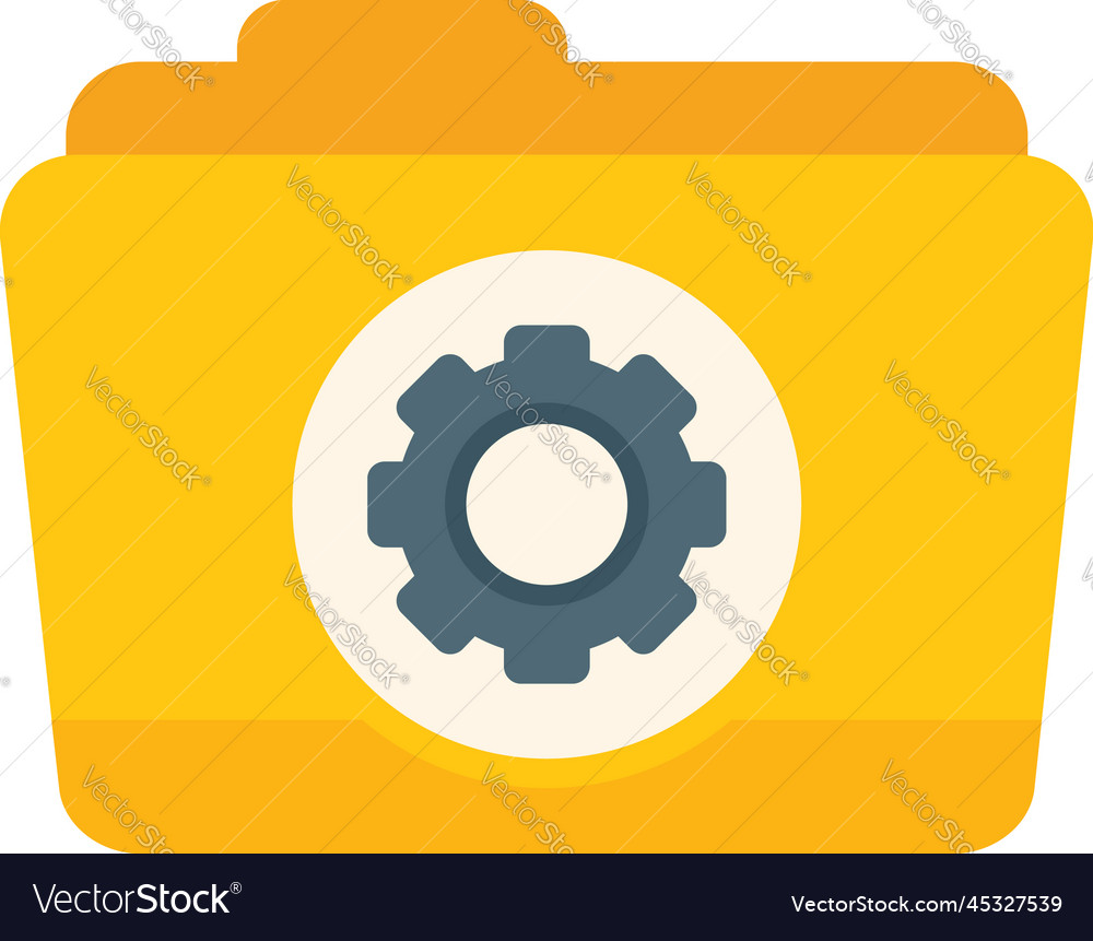 Folder gear icon flat web ui Royalty Free Vector Image