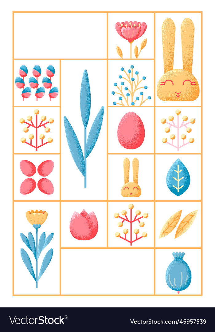 Geometric card with spring nature elements easter Vector Image