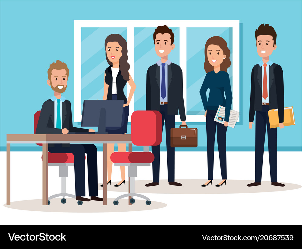 Resources human office company scene Royalty Free Vector
