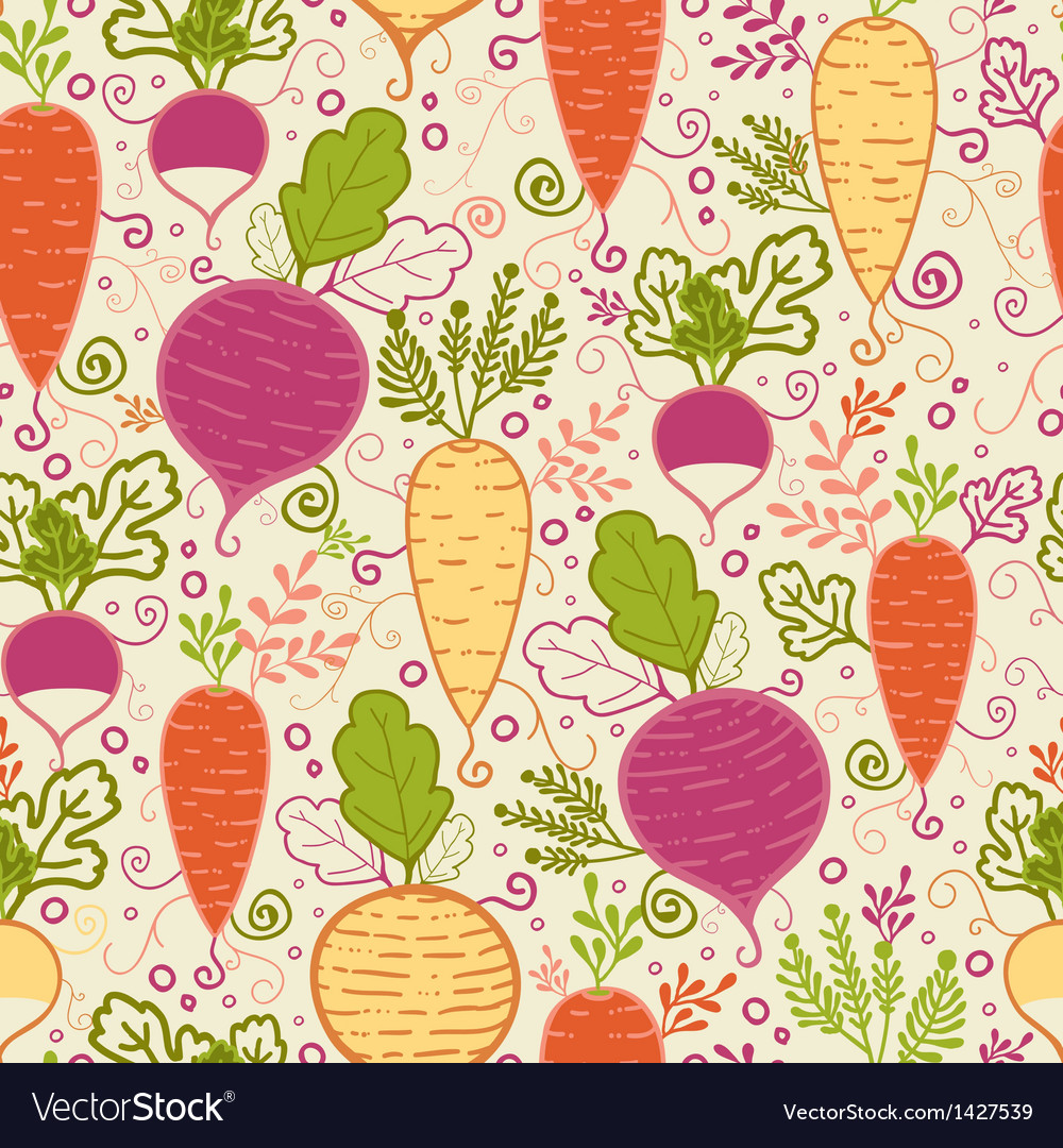 Root vegetables seamless pattern background Vector Image