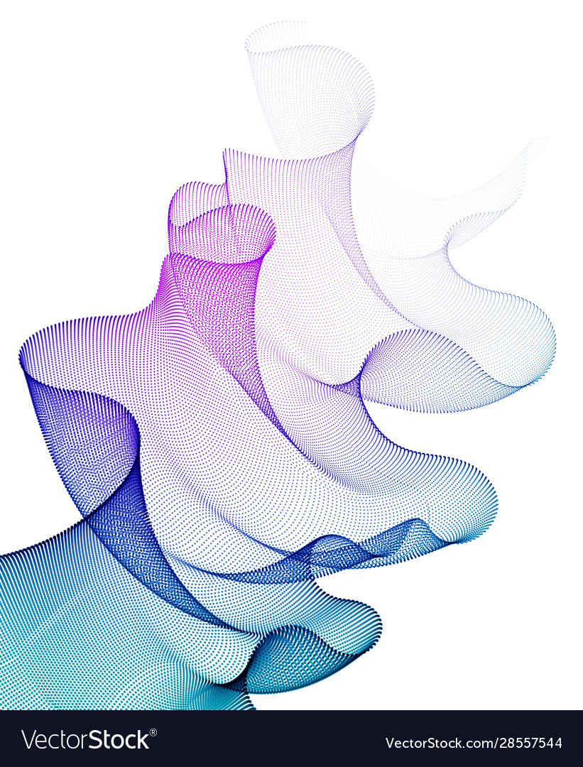 3d particles mesh array sound wave flowing Vector Image