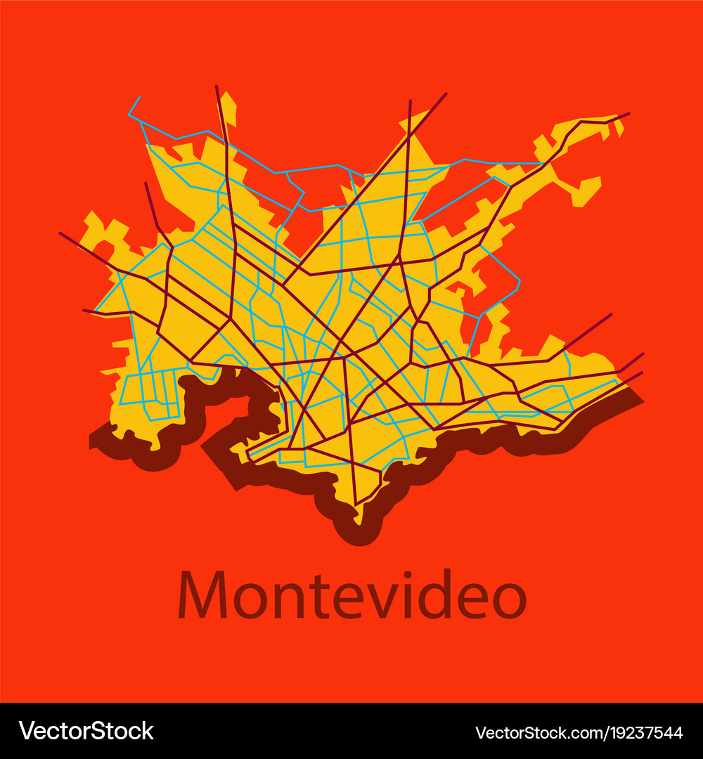 Montevideo flat map outline version ready Vector Image