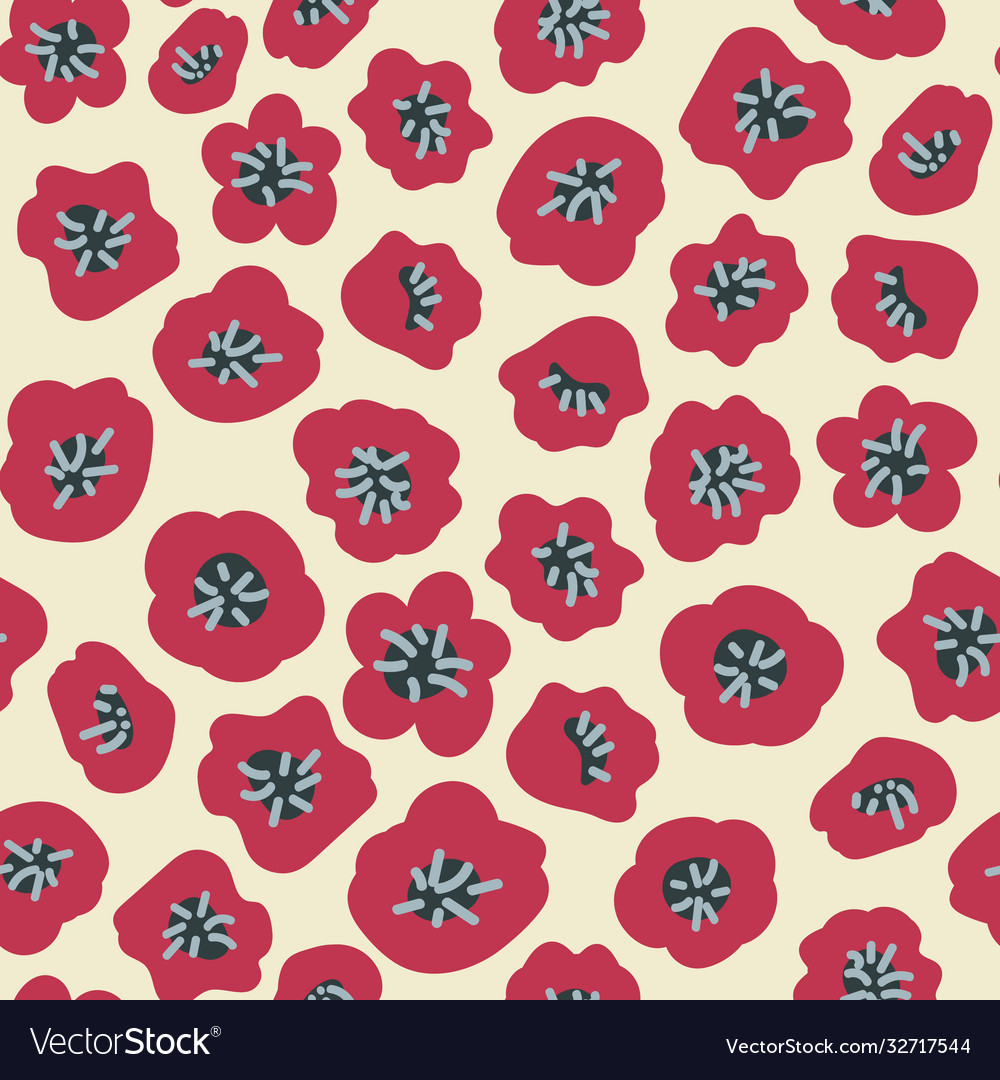 Seamless pattern with red poppy Royalty Free Vector Image