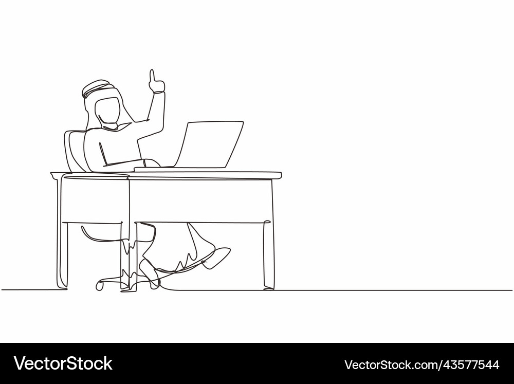 Single one line drawing arabic businessman Vector Image