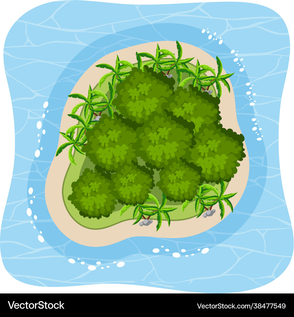 Aerial view tropical forest island isolated Vector Image