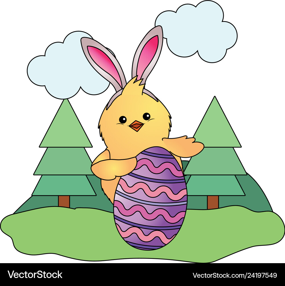 Chick with bunny ears Royalty Free Vector Image