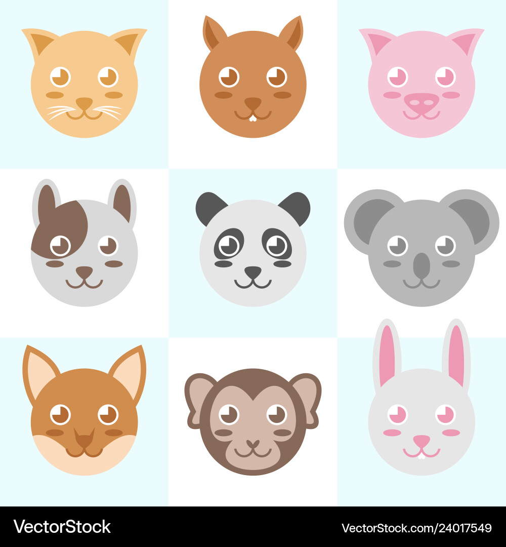 Circle head animal Royalty Free Vector Image - VectorStock