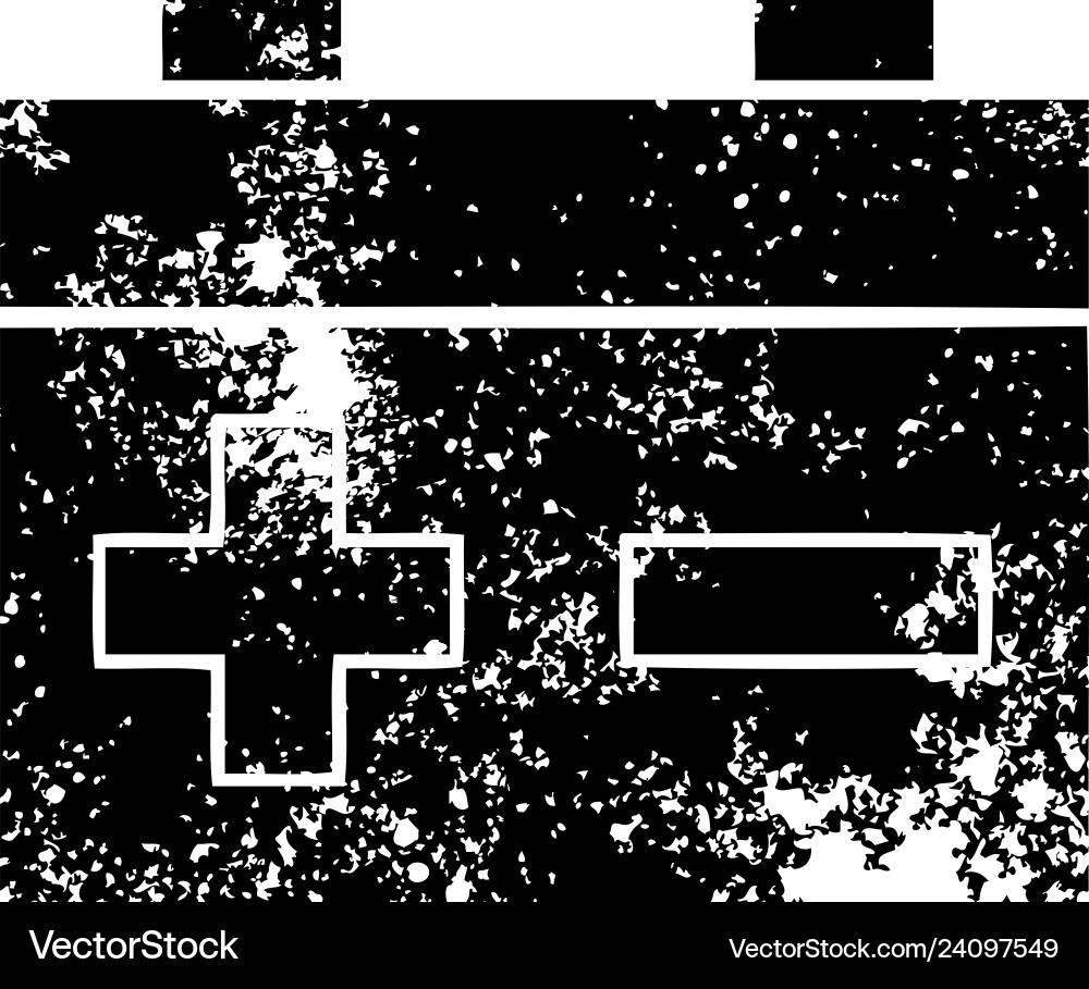 Distressed symbol car battery Royalty Free Vector Image