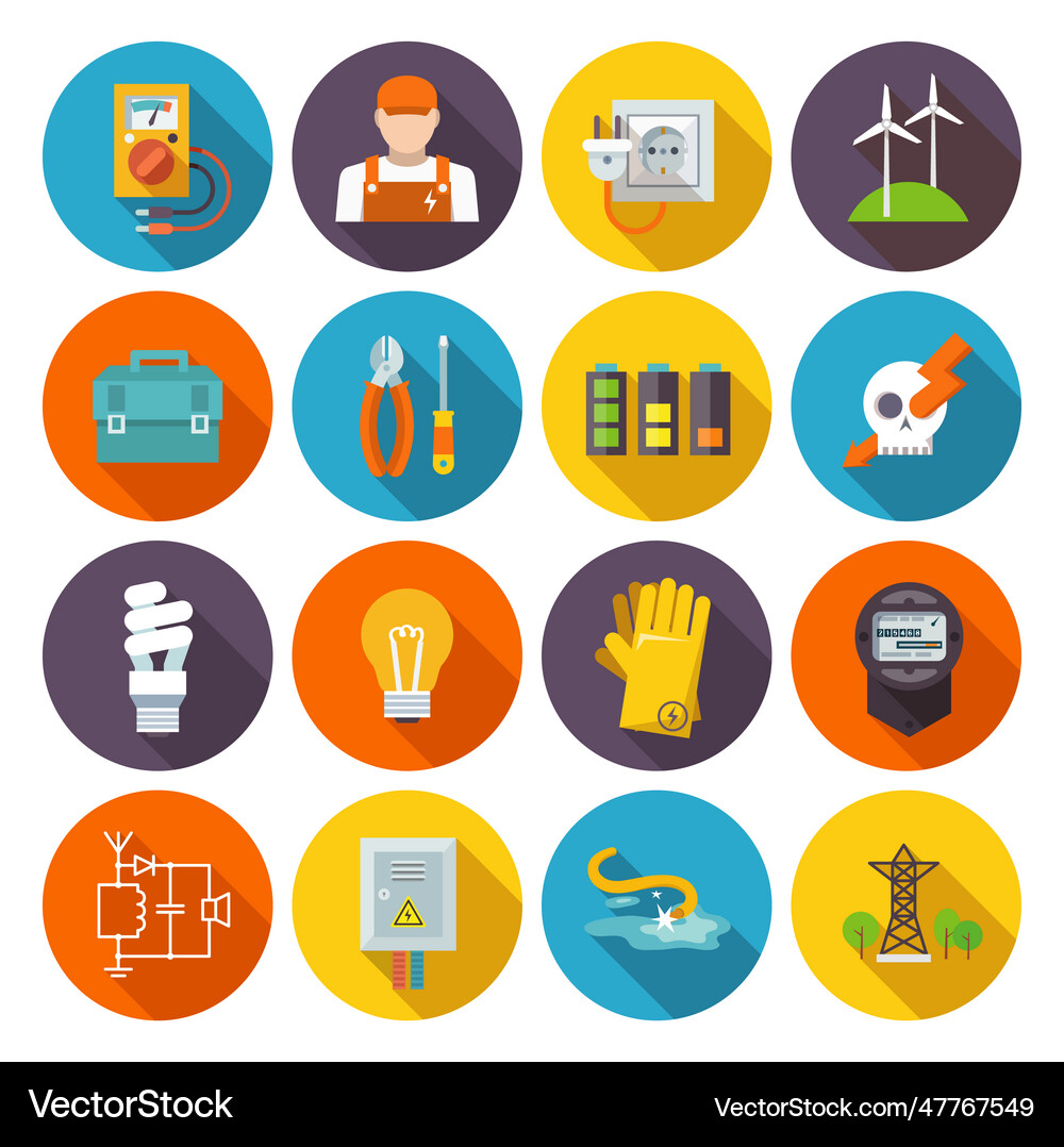 Electricity icon flat Royalty Free Vector Image