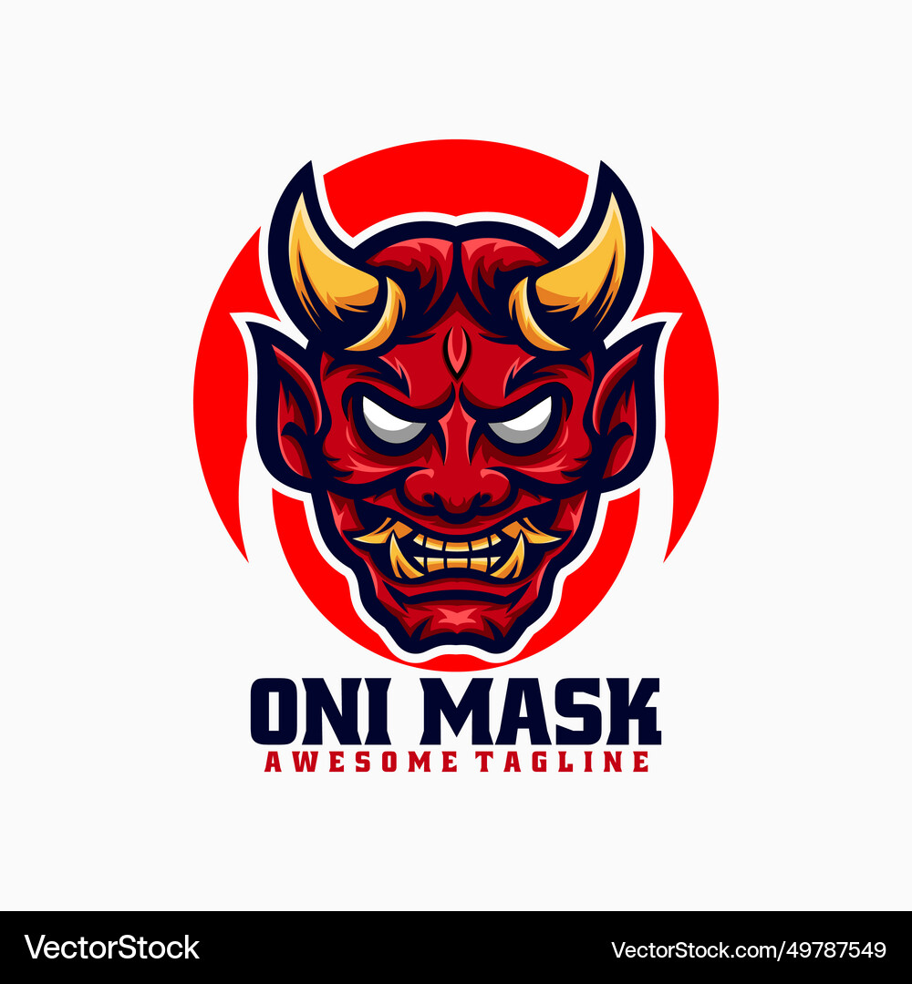 Logo oni mask simple mascot style Royalty Free Vector Image