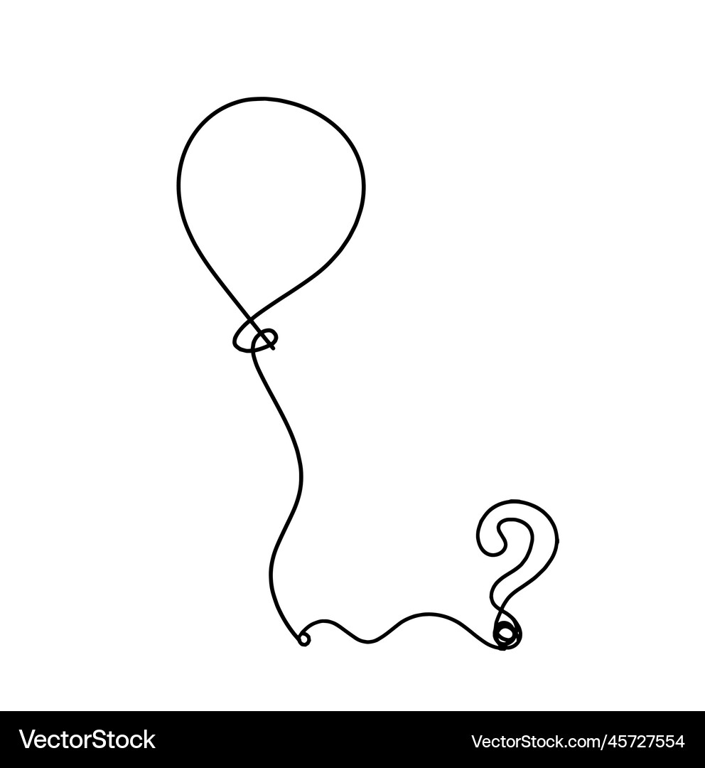 Abstract air balloon and question mark as line Vector Image