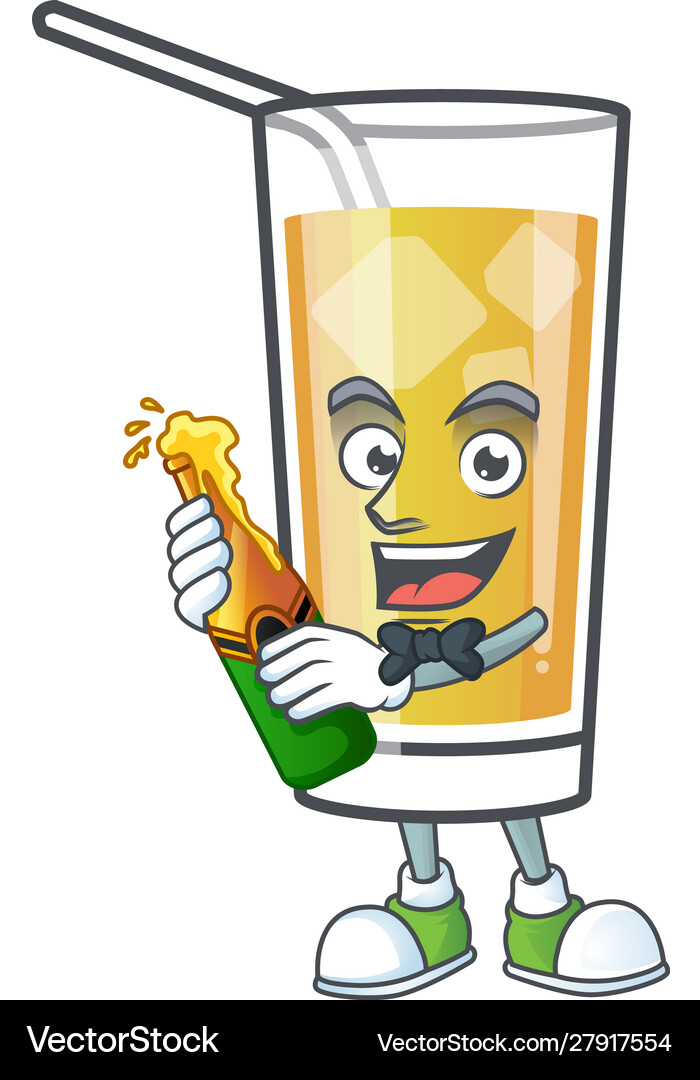 Apple cider cartoon with mascot character bring Vector Image