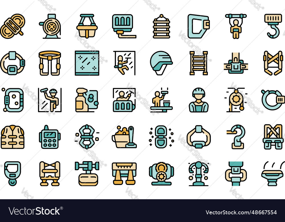 Industrial climbing icons set line color Vector Image Industrial climbing icons set line color Vector Image