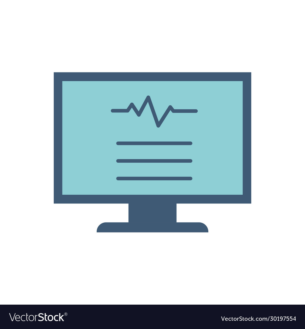 Pulse inside computer flat style icon Royalty Free Vector