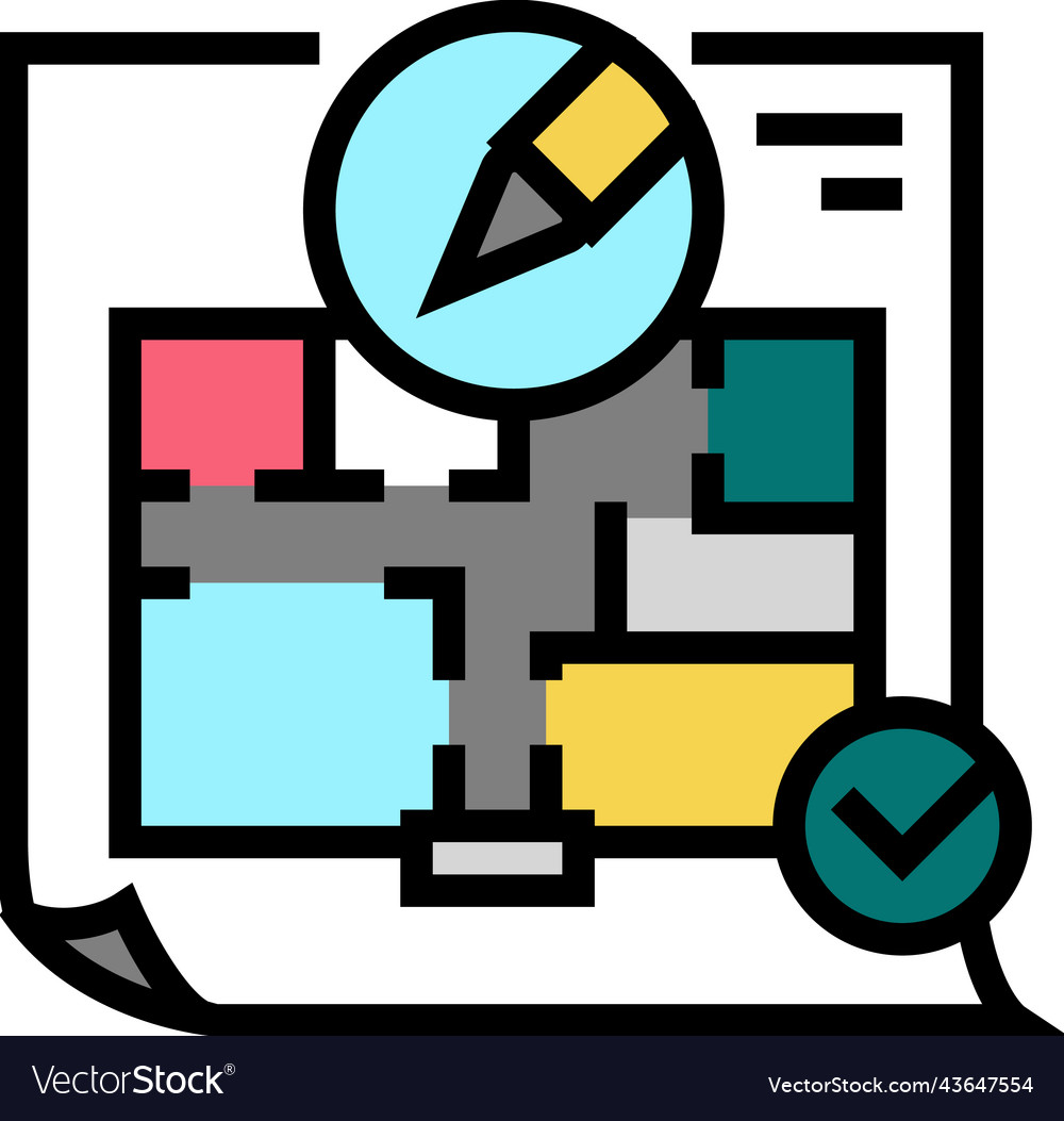 Space planning room interior color icon Royalty Free Vector